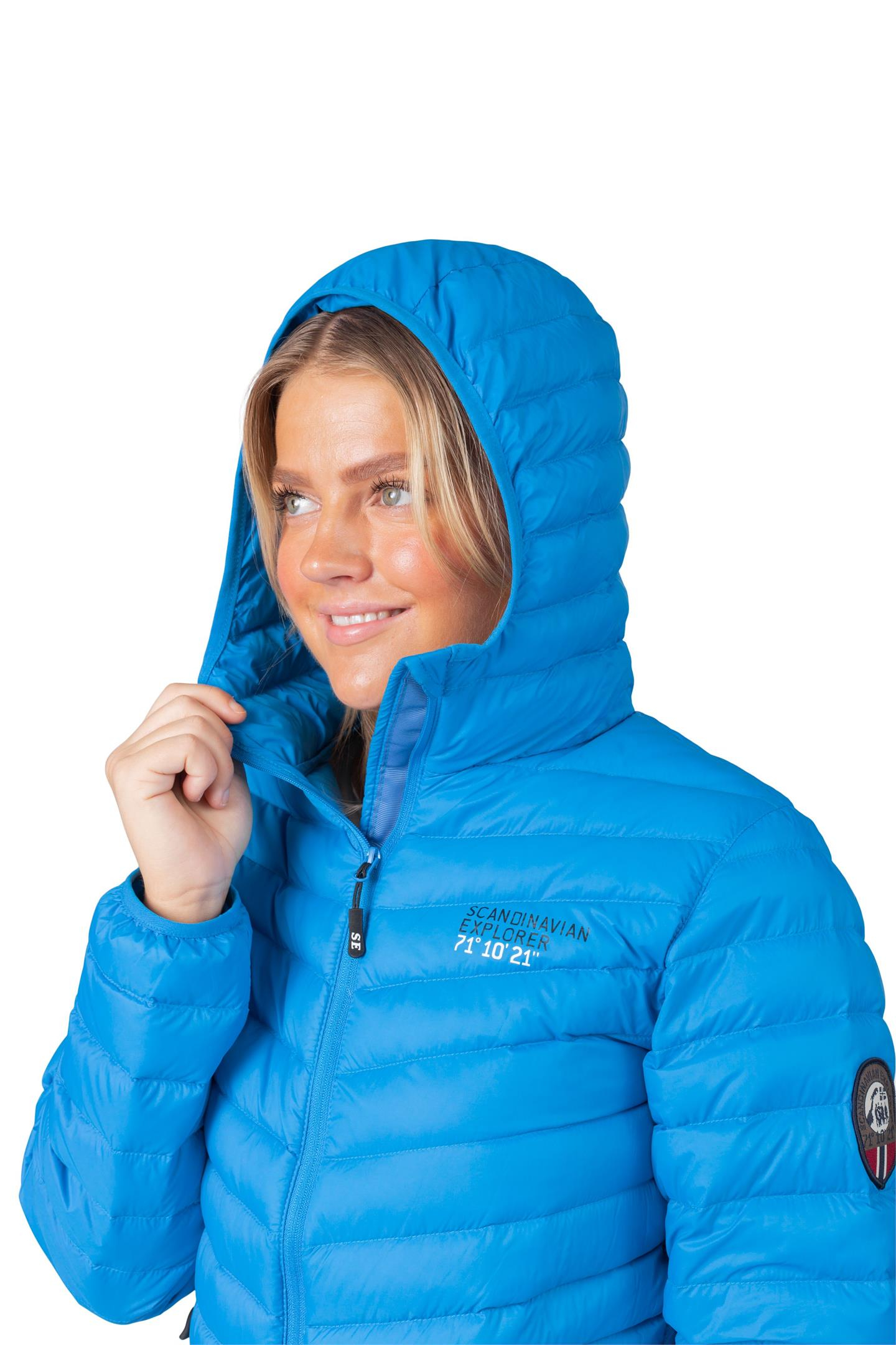 Ultra Light Down Jacket Lady w/hood, BlueScandinavian Explorer