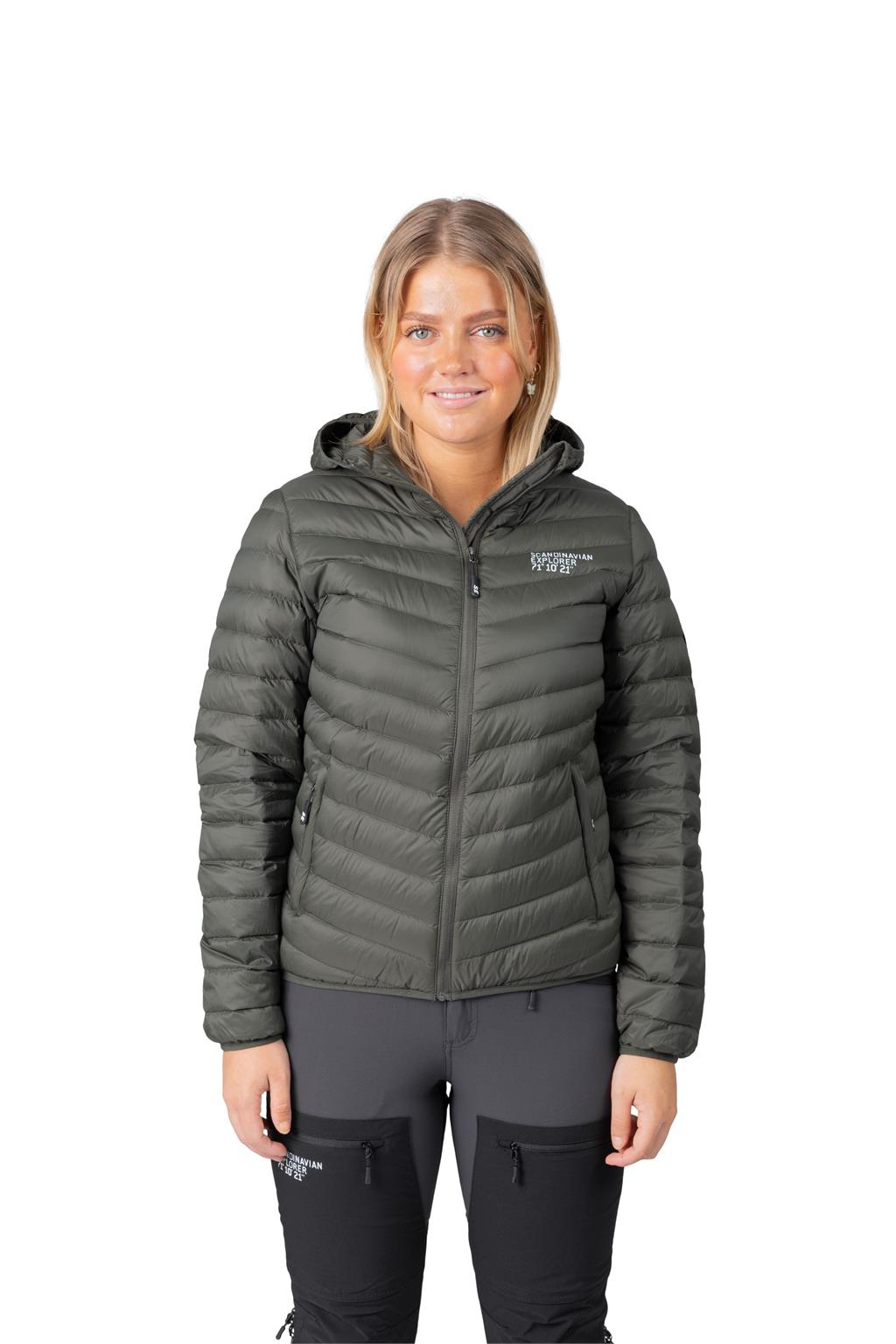 Ultra Light Down Jacket w/hood, dark greenScandinavian Explorer