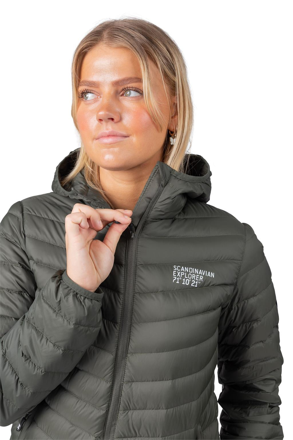 Ultra Light Down Jacket w/hood, dark greenScandinavian Explorer