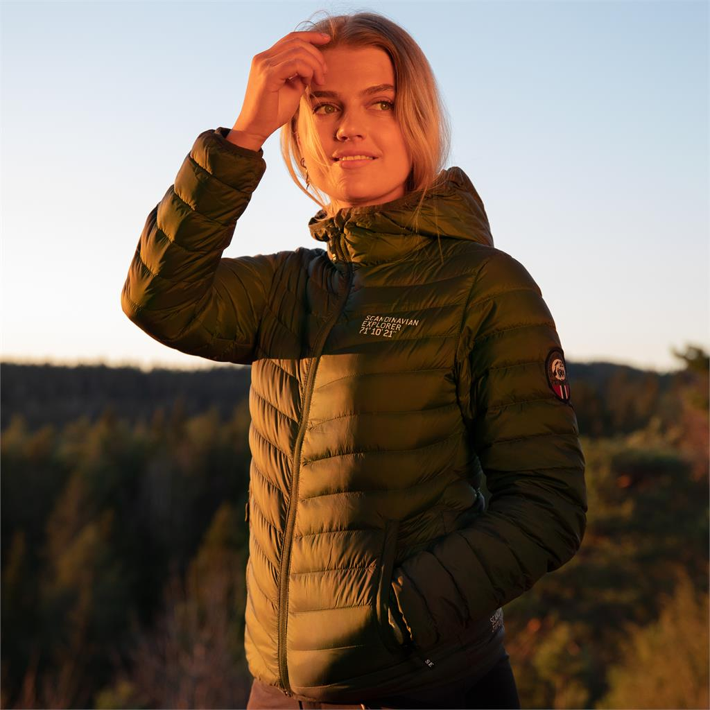 Ultra Light Down Jacket w/hood, dark greenScandinavian Explorer